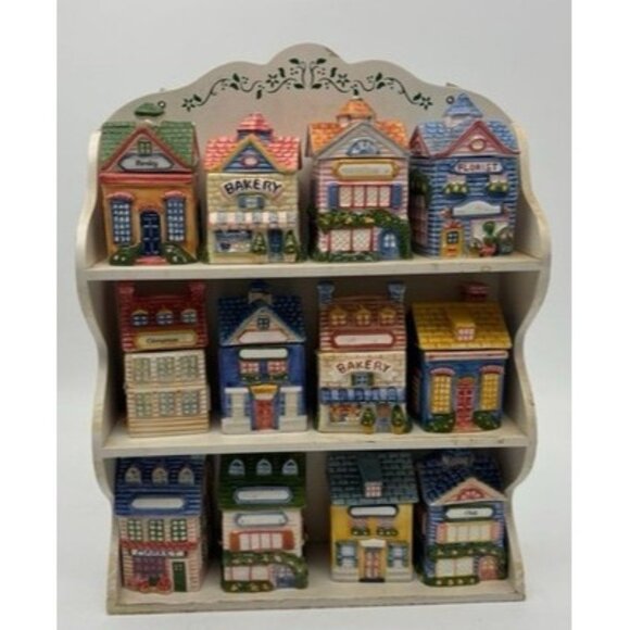 Avon | Kitchen | Vintageavon Victorian Houses 2 Spice Jarslabels With ...